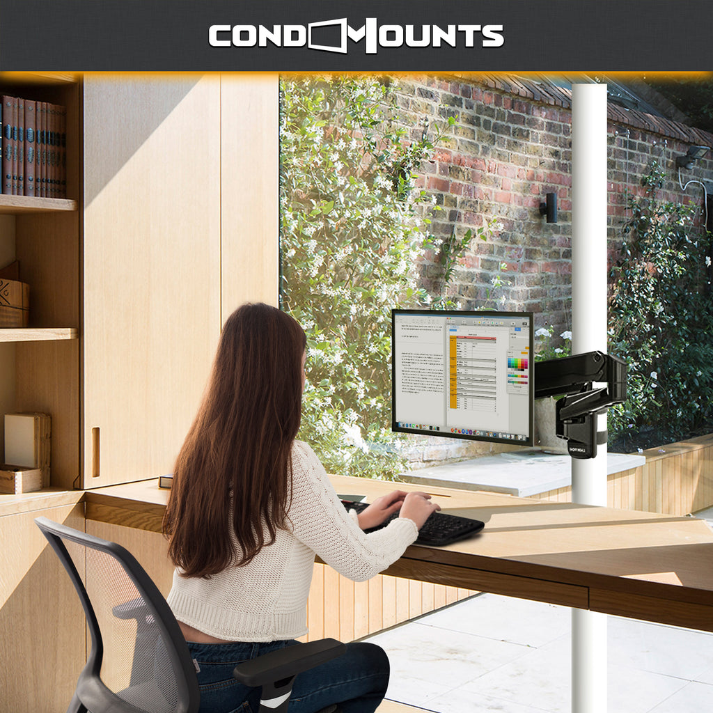 CondoMounts Full Motion Pillar Monitor Mount | WorkBench Monitor Mount ...