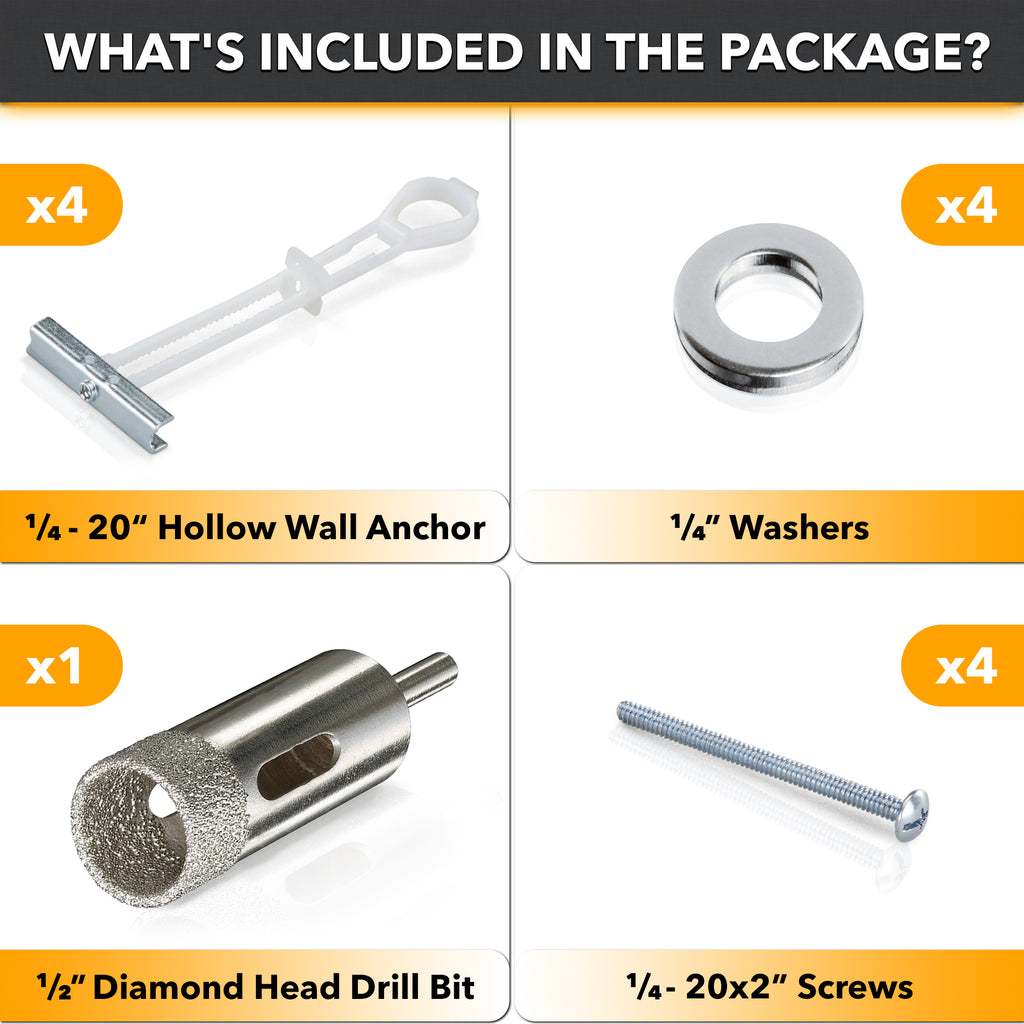 200lbs Tile Wall Anchor Tile Mounting Kit for Tile/Marble/Granite Wall ...